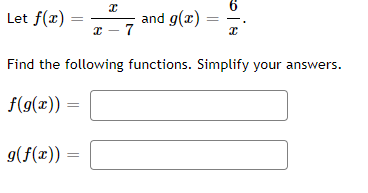 Solved Let f(x)=x−7x and g(x)=x6. Find the following | Chegg.com