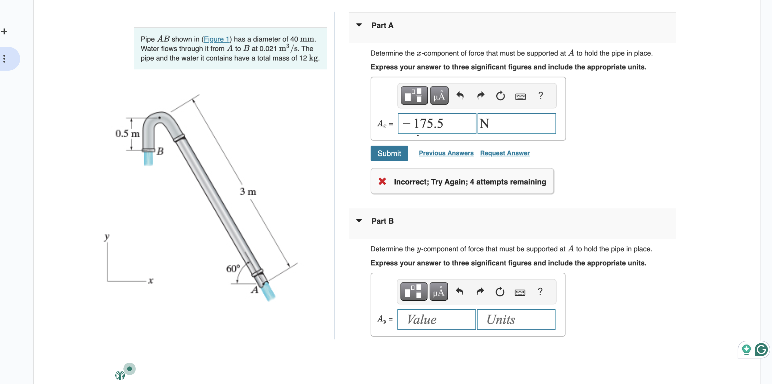 Solved by an EXPERT Pipe \( ﻿A B \) ﻿shown in (Figure 1) ﻿has a diameter | Chegg.com