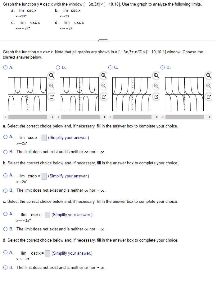 Solved Graph the function y=cscx with the window | Chegg.com