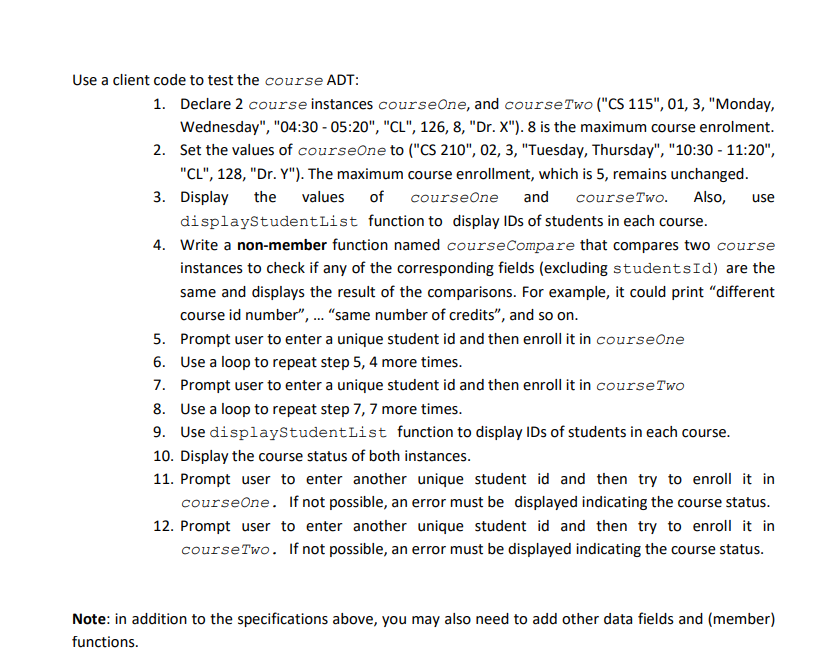 Solved Write a C++ program that defines an abstract data | Chegg.com