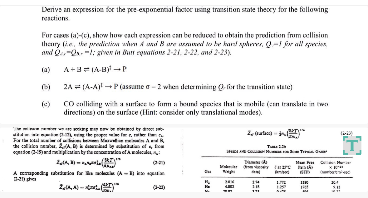 Solved Derive an expression for the pre-exponential factor | Chegg.com
