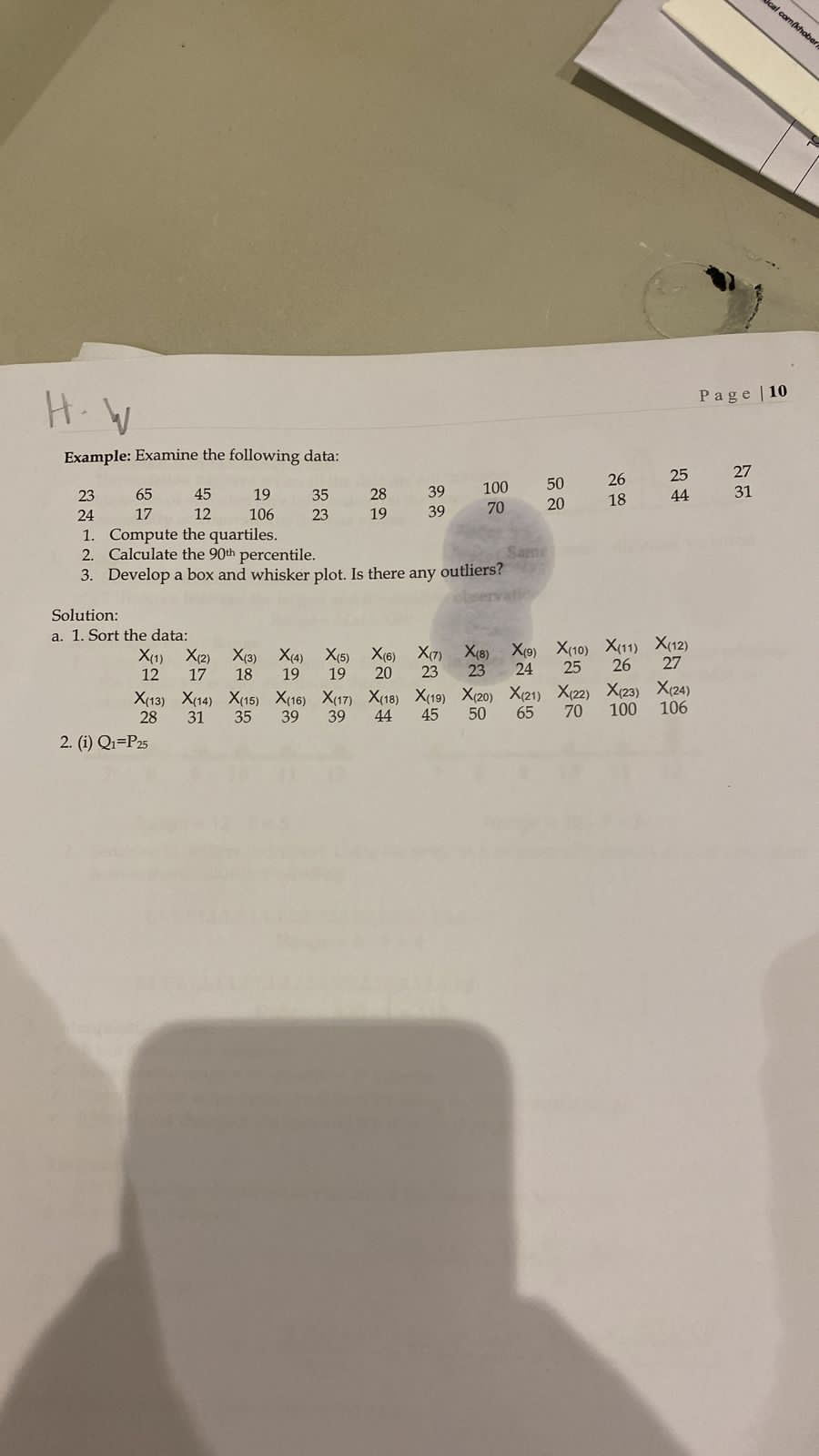 Solved Example: Examine the following data: 1. Compute the | Chegg.com