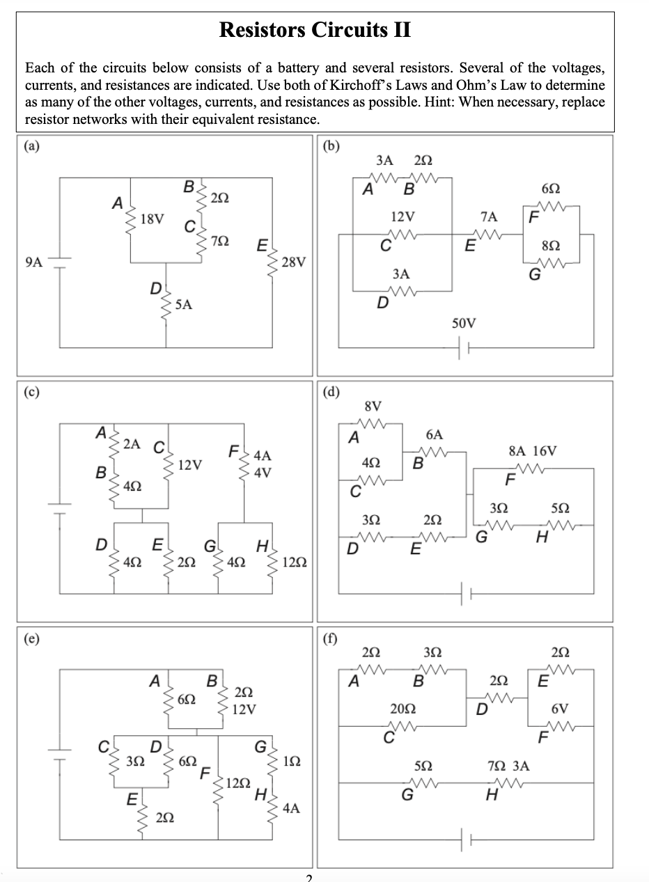 Solved Resistors Circuits Ii Each Of The Circuits Below