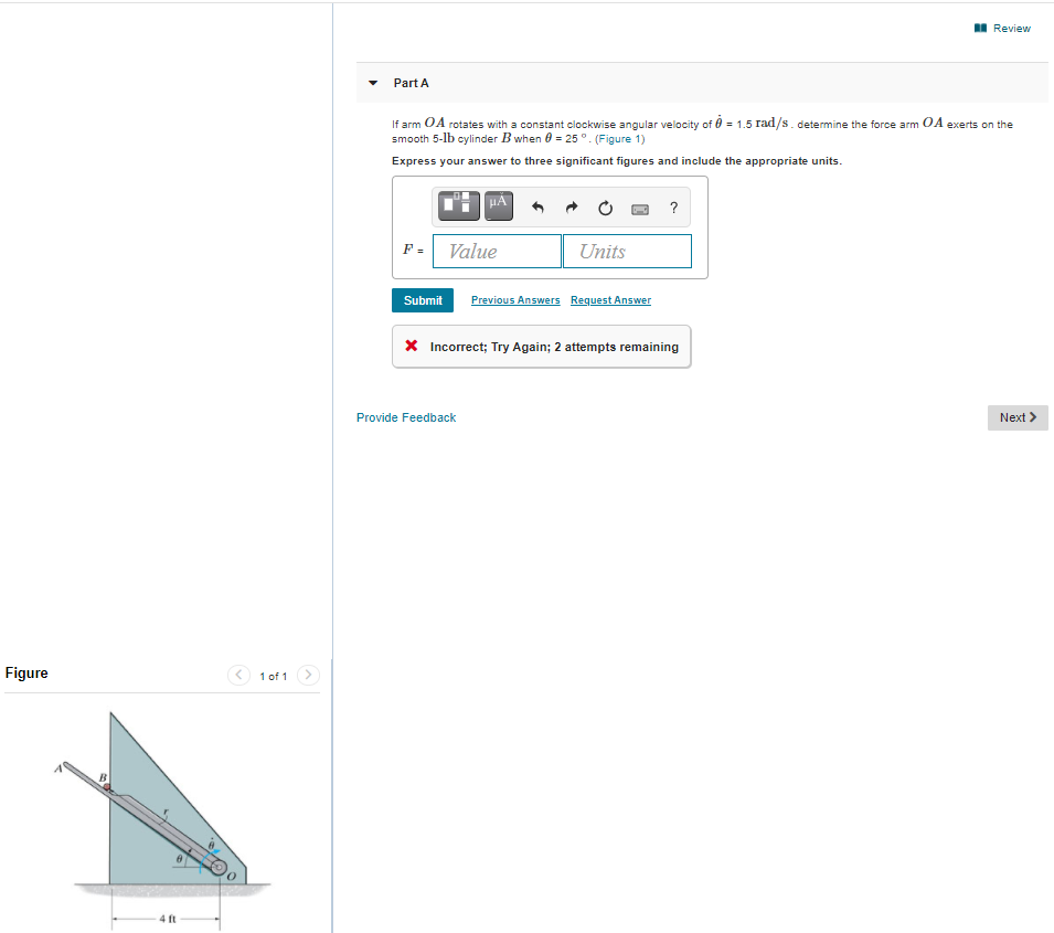 Solved Review Part A If Arm Oa Rotates With A Constant 