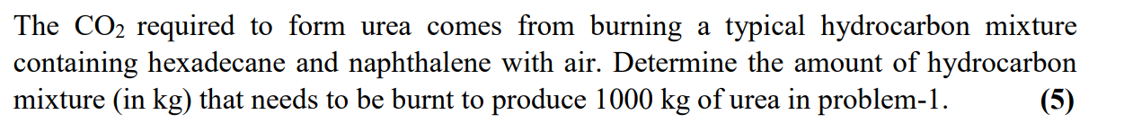 Solved The CO2 required to form urea comes from burning a | Chegg.com