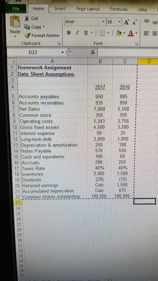 Solved File Home Insert Page Layout Formulas Data | - 10-AN | Chegg.com