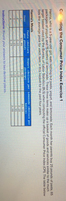 Solved Cal ilating the Consumer Price Index Exercise 1 | Chegg.com