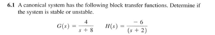 Solved 6.1 A canonical system has the following block | Chegg.com