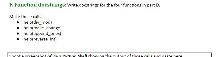 D. Function Assignment: Write a program called | Chegg.com