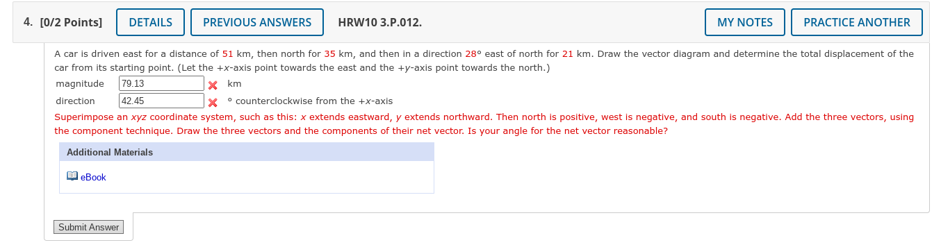 Solved car from its starting point. (Let the +x-axis point | Chegg.com