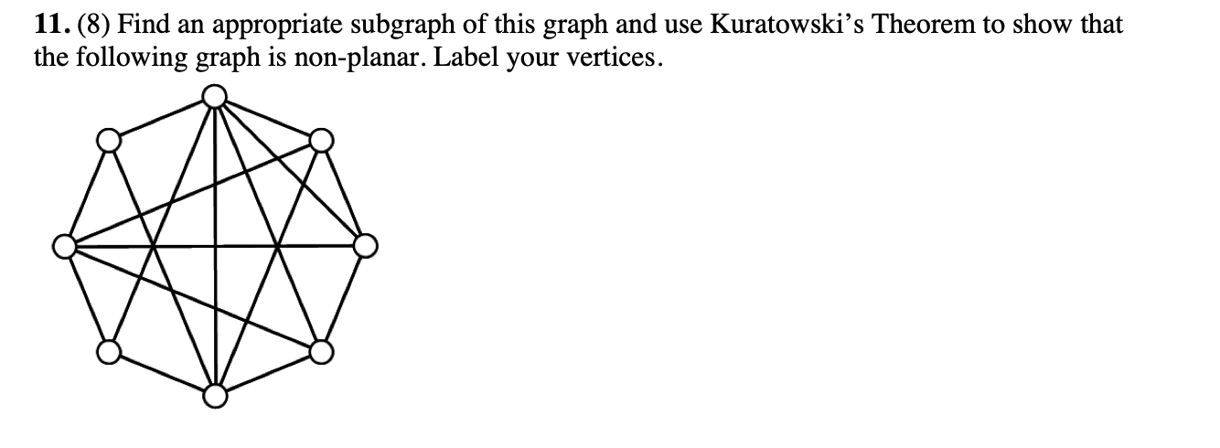 Solved 11. (8) Find an appropriate subgraph of this graph | Chegg.com