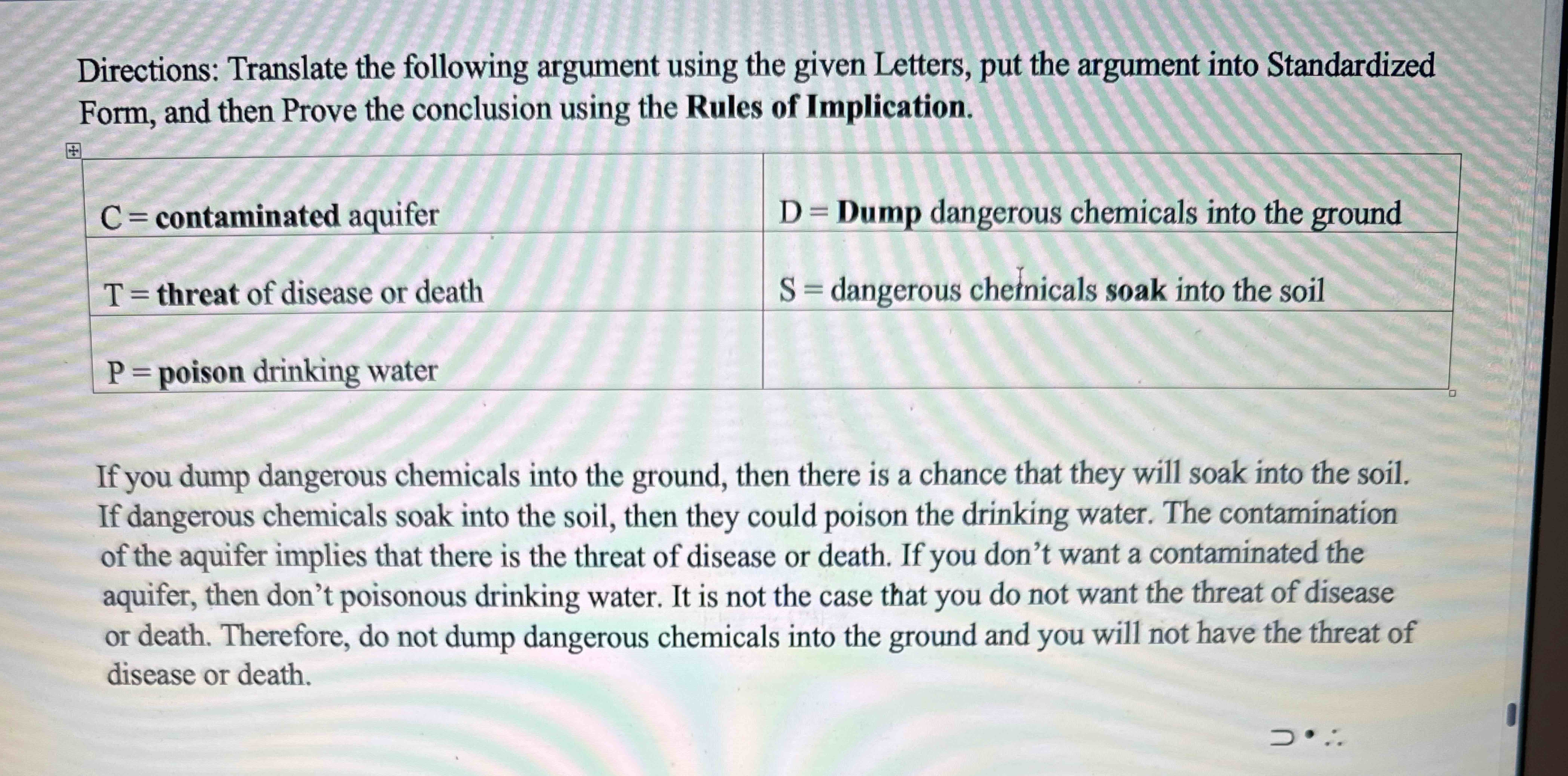 Solved Directions: Translate the following argument using | Chegg.com