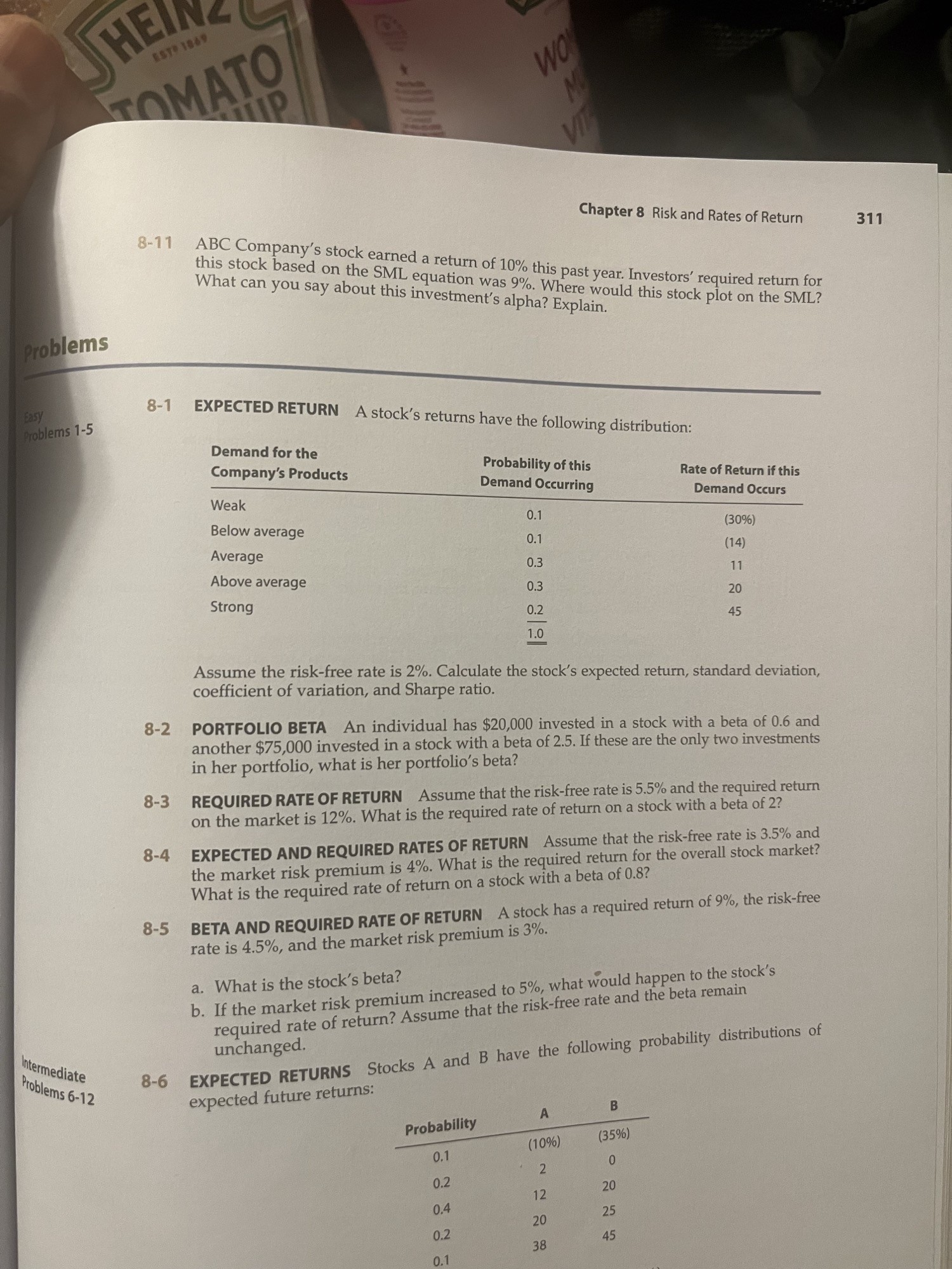 Solved problems(255)Problems 1-58-1 ﻿EXPECTED RETURN A | Chegg.com