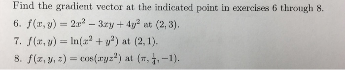 Solved Find the gradient vector at the indicated point in | Chegg.com
