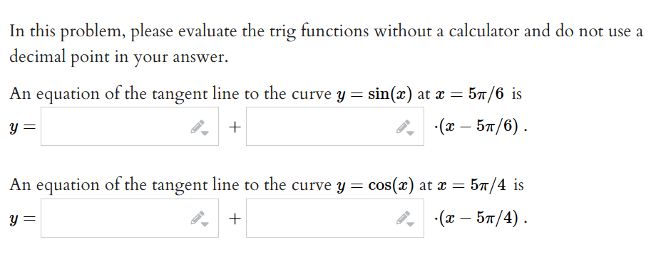 Solved In this problem, please evaluate the trig functions | Chegg.com
