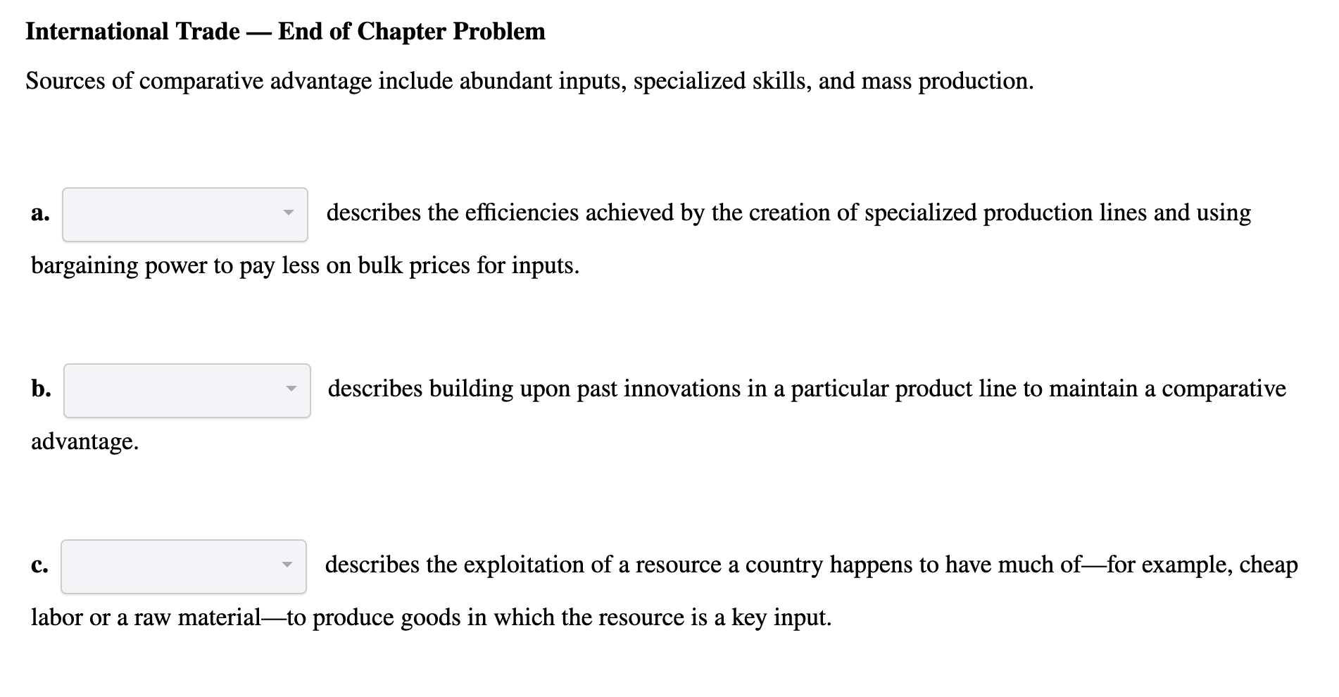 International Trade — End of Chapter Problem Sources | Chegg.com
