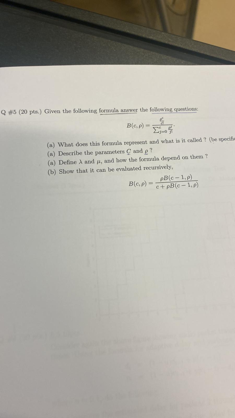 2 \#5 (20 pts.) Given the following formula answer | Chegg.com