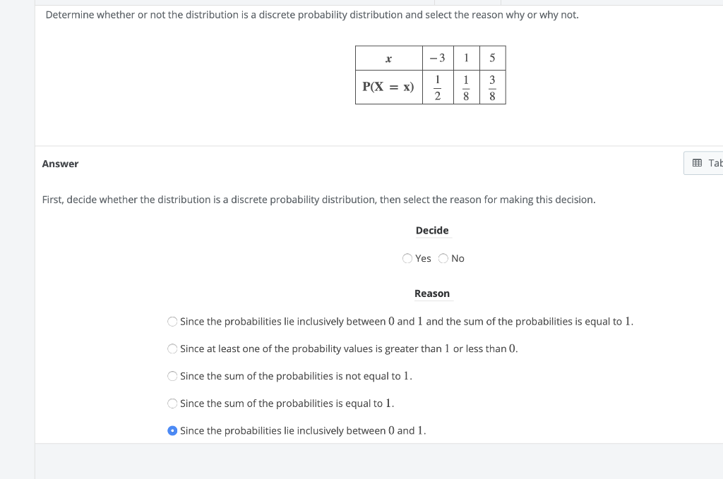 Solved Determine whether or not the distribution is a | Chegg.com