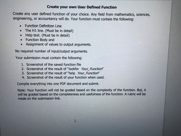 Solved Create your own User Defined Function Create any user | Chegg.com