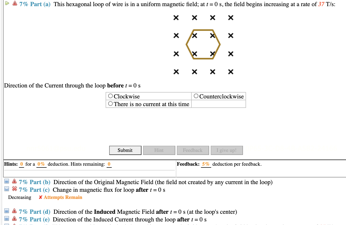 Solved 47% Part (a) This hexagonal loop of wire is in a | Chegg.com