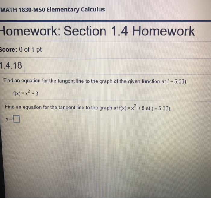 Solved MATH 1830-M50 Elementary Calculus Homework: Section | Chegg.com