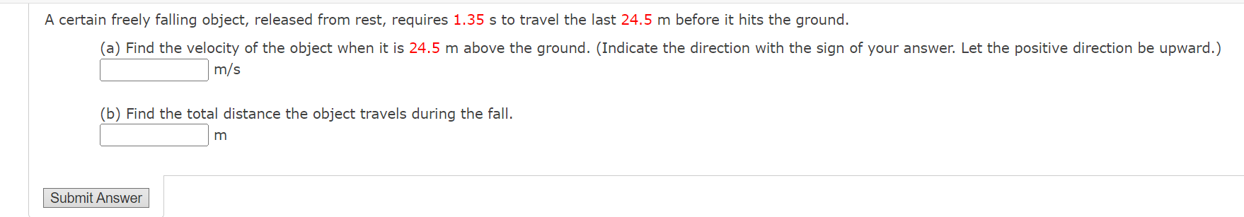 Solved A Certain Freely Falling Object Released From Rest