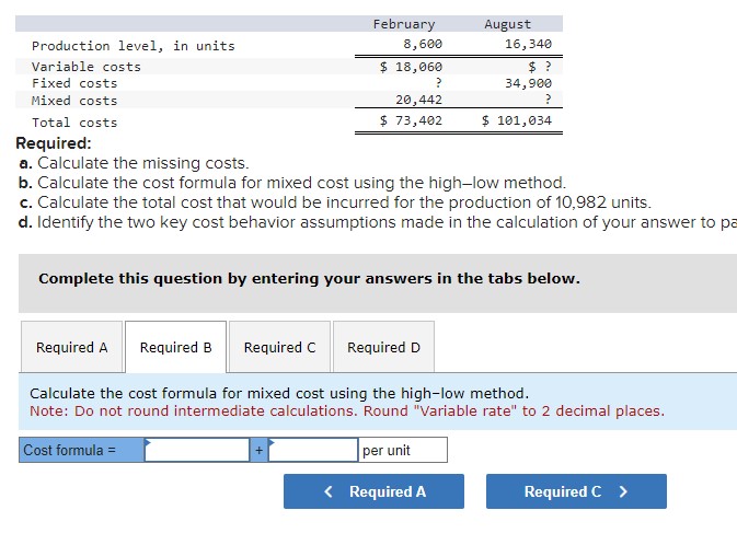 Solved a. Calculate the missing costs. b. Calculate the cost | Chegg.com