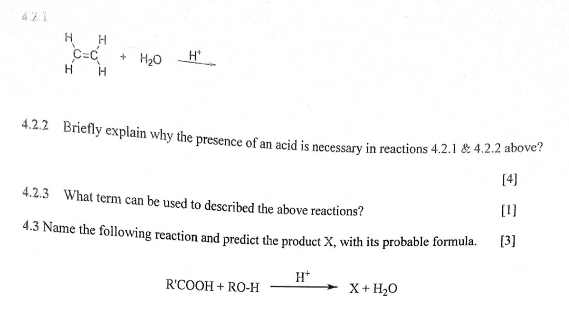 Solved [14] Question 4 [4] 4.1 Give two reactions that show | Chegg.com