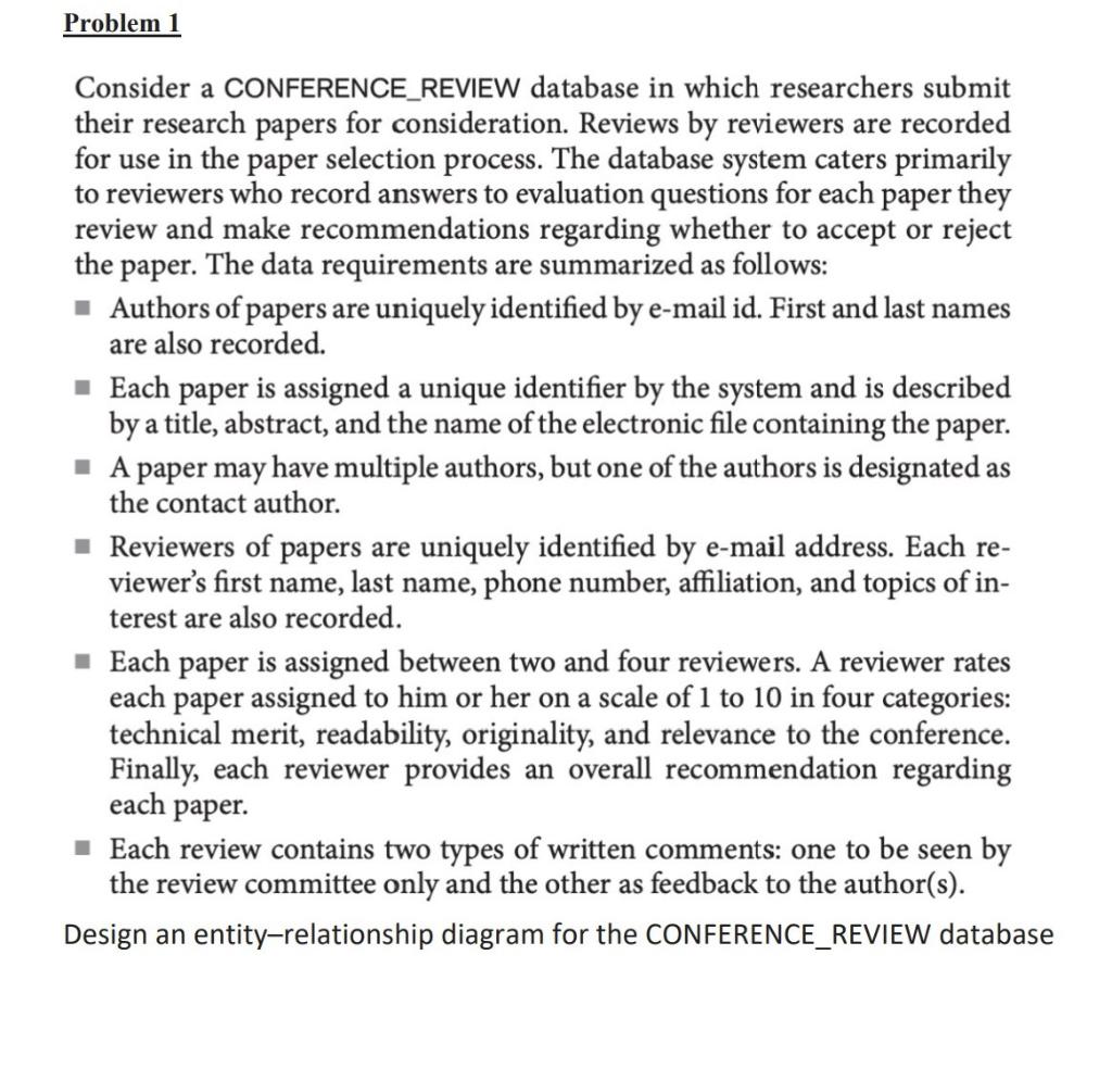 Solved Consider a CONFERENCE_REVIEW database in which | Chegg.com