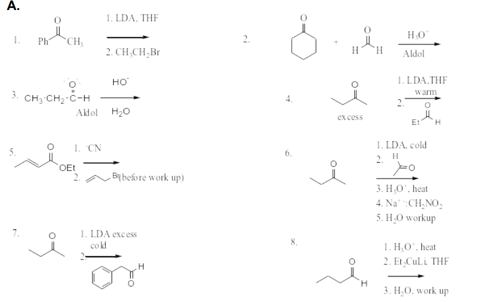 Solved A. 1. 3. Ph CH₂ O CH3-CH2-C-H Aldol 1. CN OEt i 1. | Chegg.com