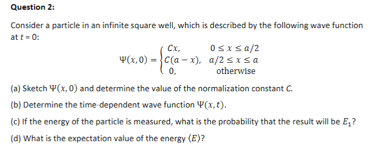 Solved Consider a particle in an infinite square well, which | Chegg.com