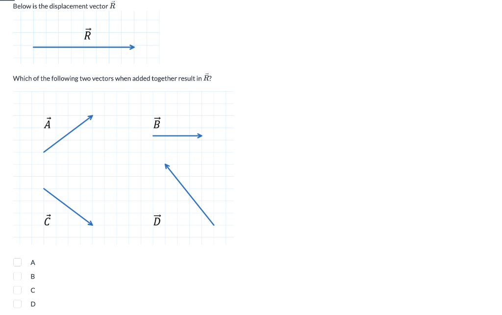 Solved Below is the displacement vector R Which of the | Chegg.com