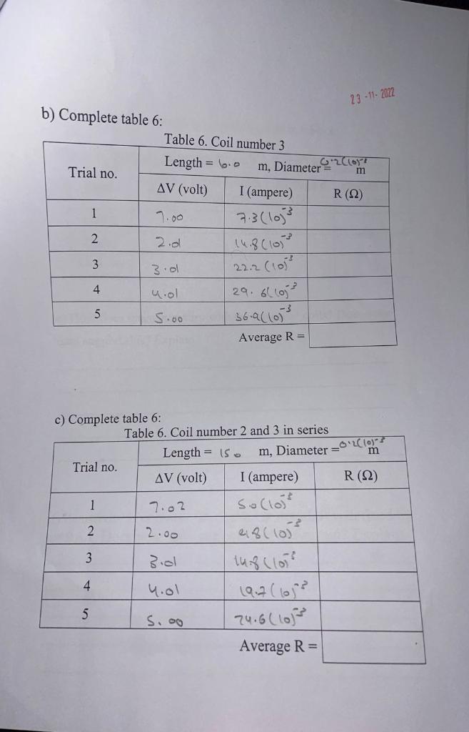 Solved Part I: CONSTANT LENGTH MEASURMENTS a) Complete table | Chegg.com