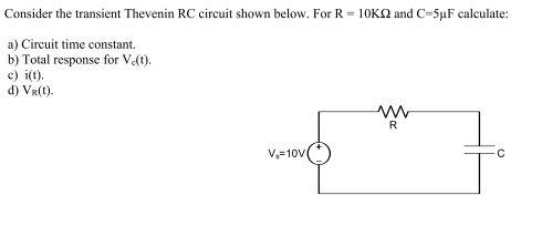 Solved Consider the transient Thevenin RC circuit shown | Chegg.com