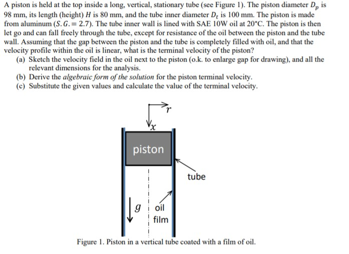 Solved A piston is held at the top inside a long, vertical, | Chegg.com