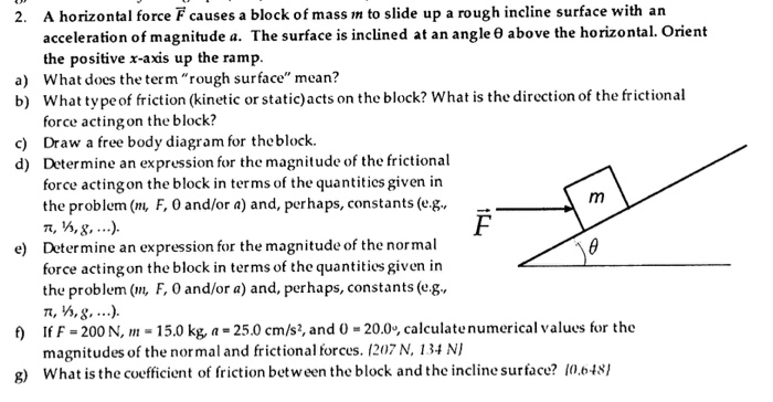 Solved A horizontal force F causes a block of mass m to | Chegg.com