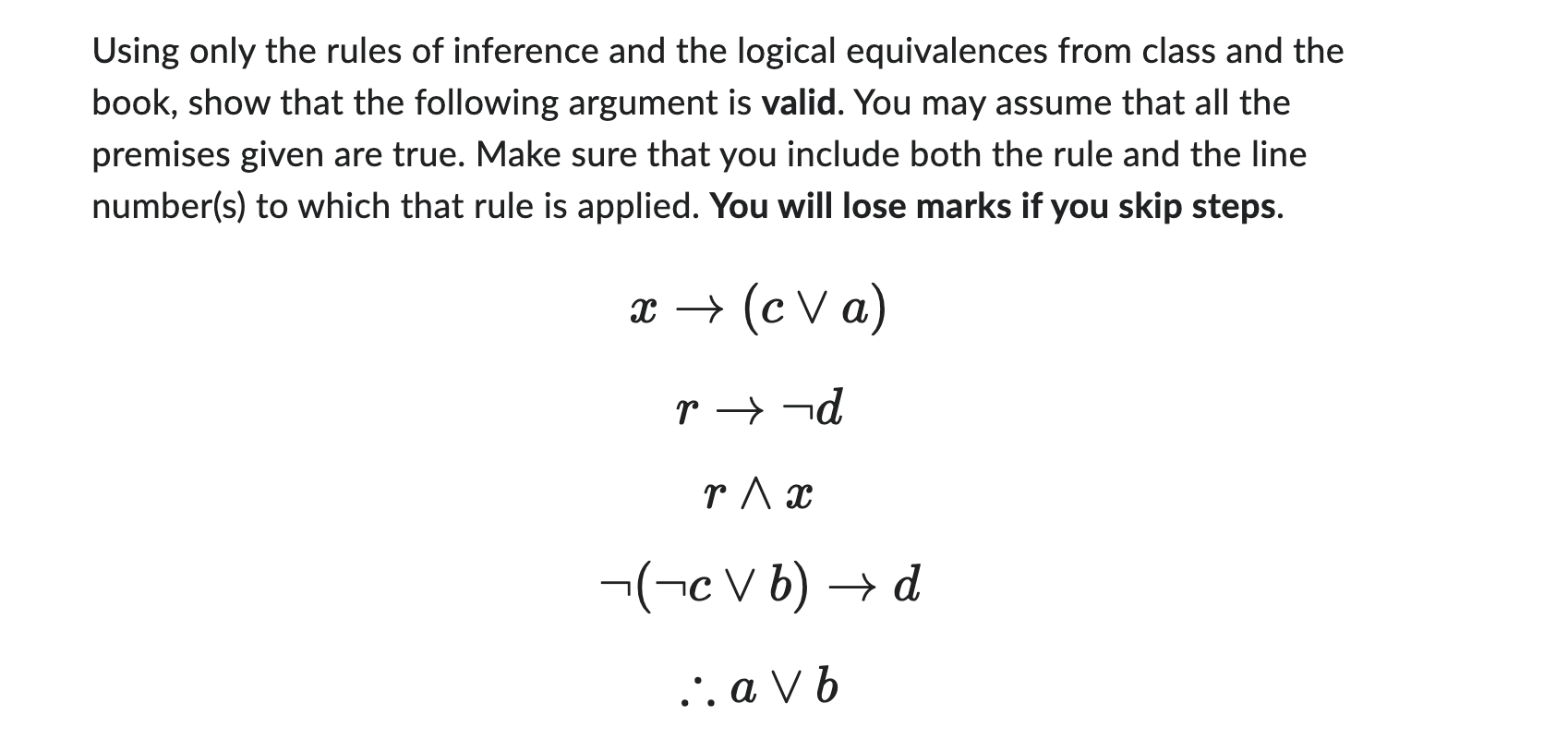 Solved Using only the rules of inference and the logical | Chegg.com