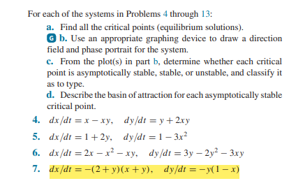 Solved For each of the systems in Problems 4 through 13: a. | Chegg.com
