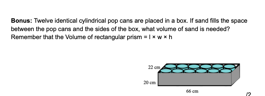 Solved Bonus: Twelve identical cylindrical pop cans are | Chegg.com