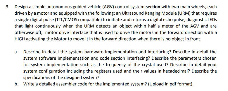 Solved 3. Design a simple autonomous guided vehicle (AGV) | Chegg.com