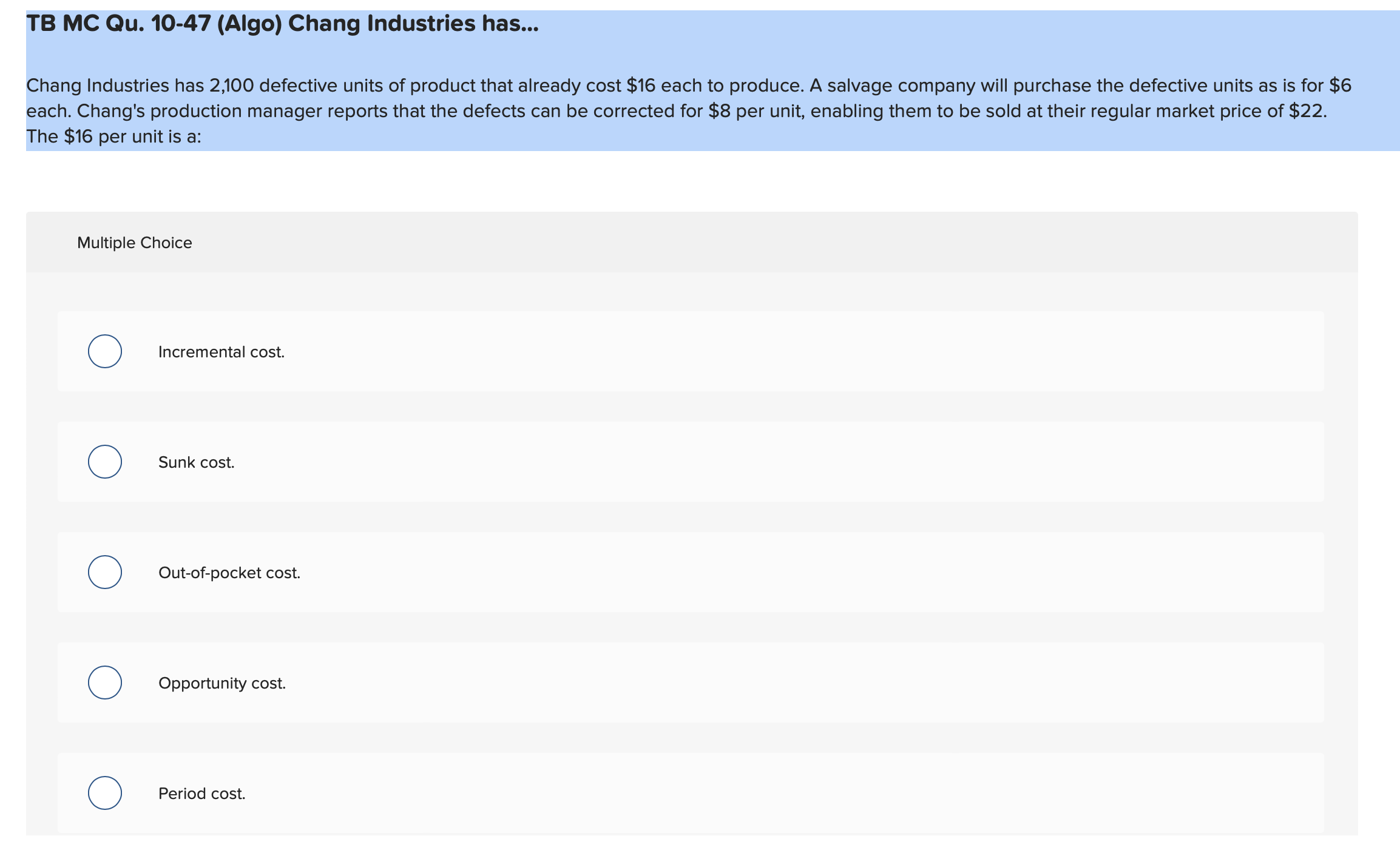 Solved TB MC Qu. 10-47 (Algo) Chang Industries has... Chang | Chegg.com