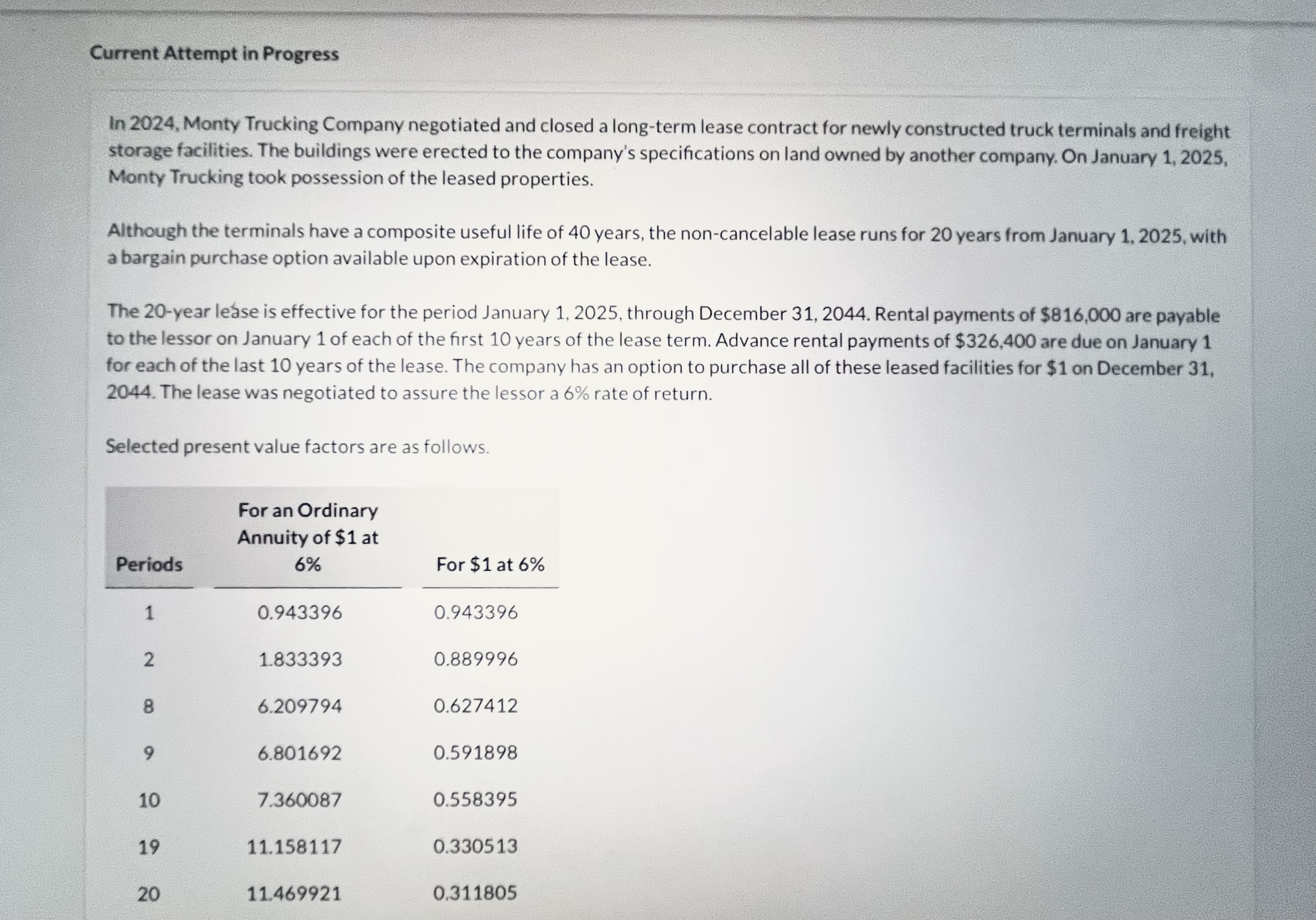 Solved Current Attempt in Progress In 2024, Monty Trucking | Chegg.com