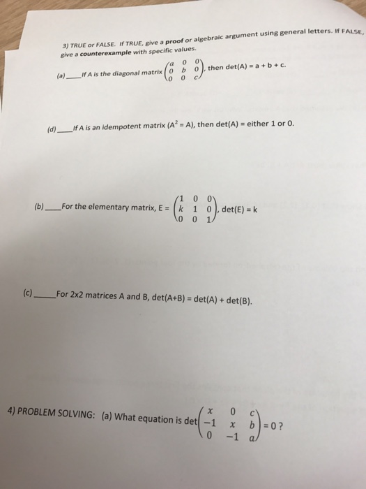 Solved 1) Suppose A and B are 3x3 square matrices with | Chegg.com