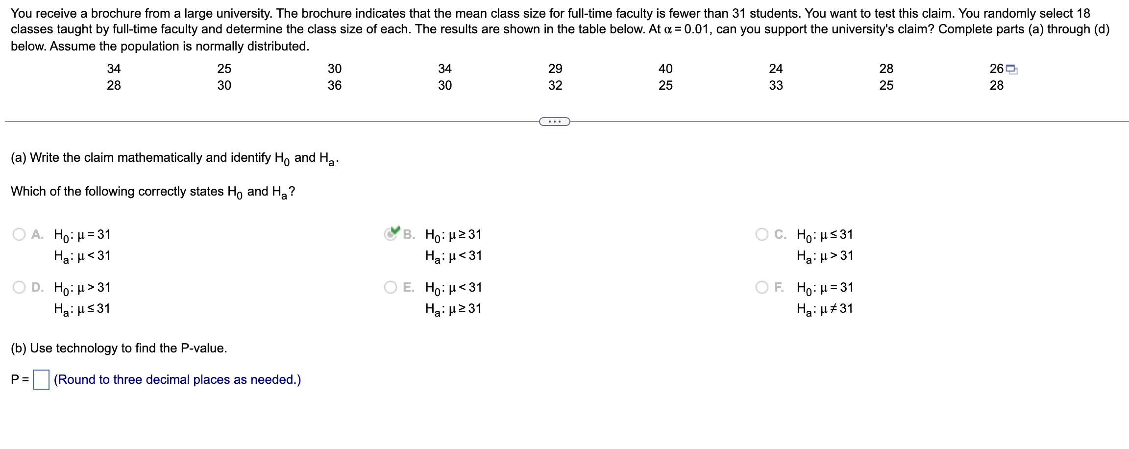 Solved C k (a) Write the claim mathematically and identify | Chegg.com