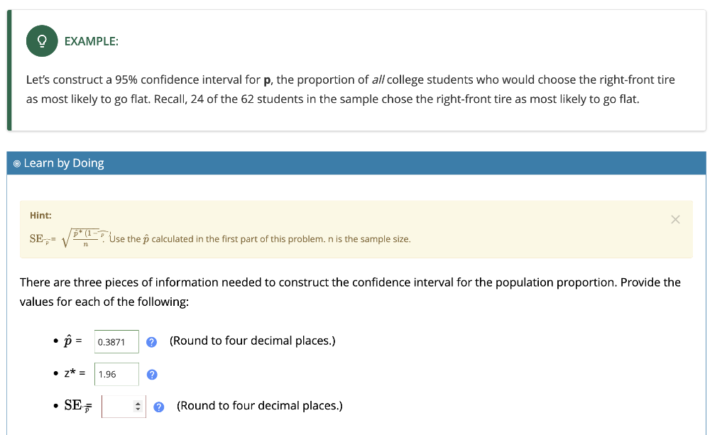 Solved EXAMPLE: Let's construct a 95% confidence interval | Chegg.com