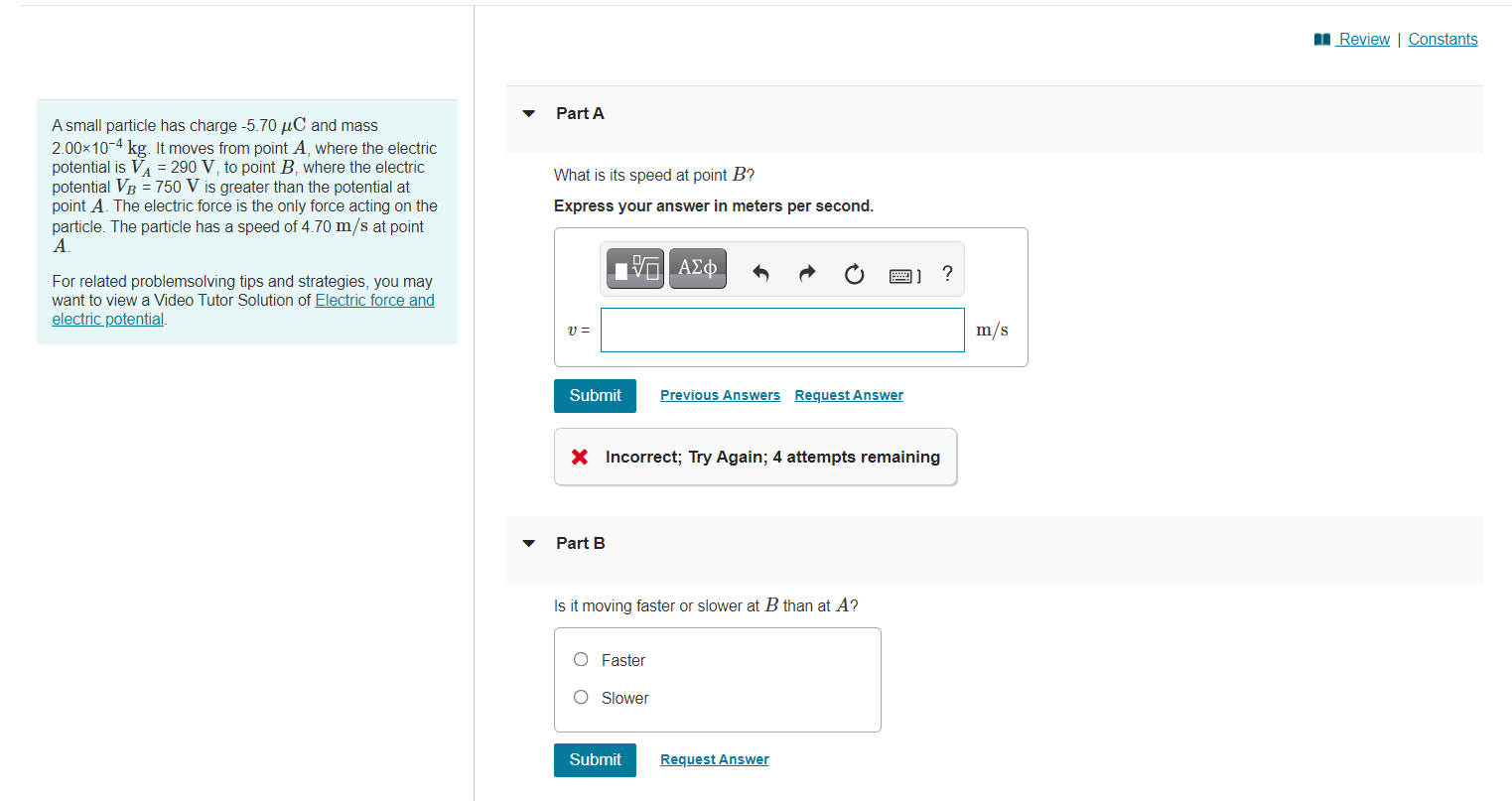 Solved Review Constants Part A A small particle has charge | Chegg.com