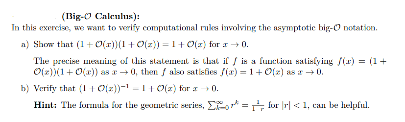 Solved (Big- O Calculus): In this exercise, we want to | Chegg.com