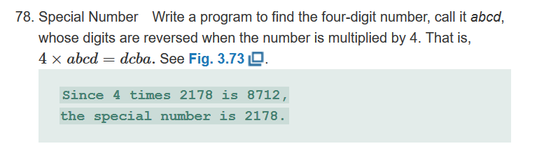 Solved 78. Special Number Write a program to find the | Chegg.com