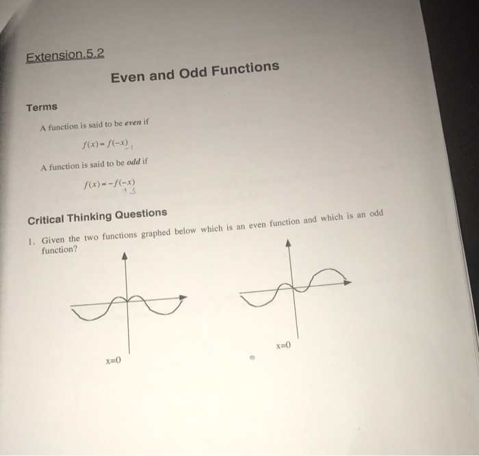 Solved Extension.5.2 Even and Odd Functions Terms A function | Chegg.com