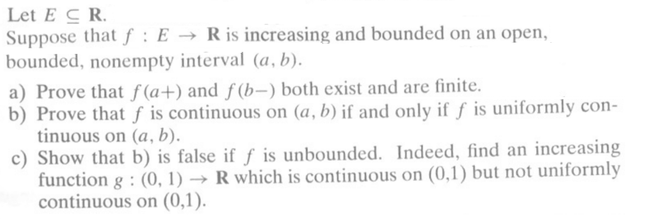 Solved Let E⊆R. Suppose that f:E→R is increasing and bounded | Chegg.com